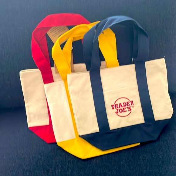 Bags | 3x Trader Joes New Mini Tote Bags Canvas Totes Bnwt | Poshmark
